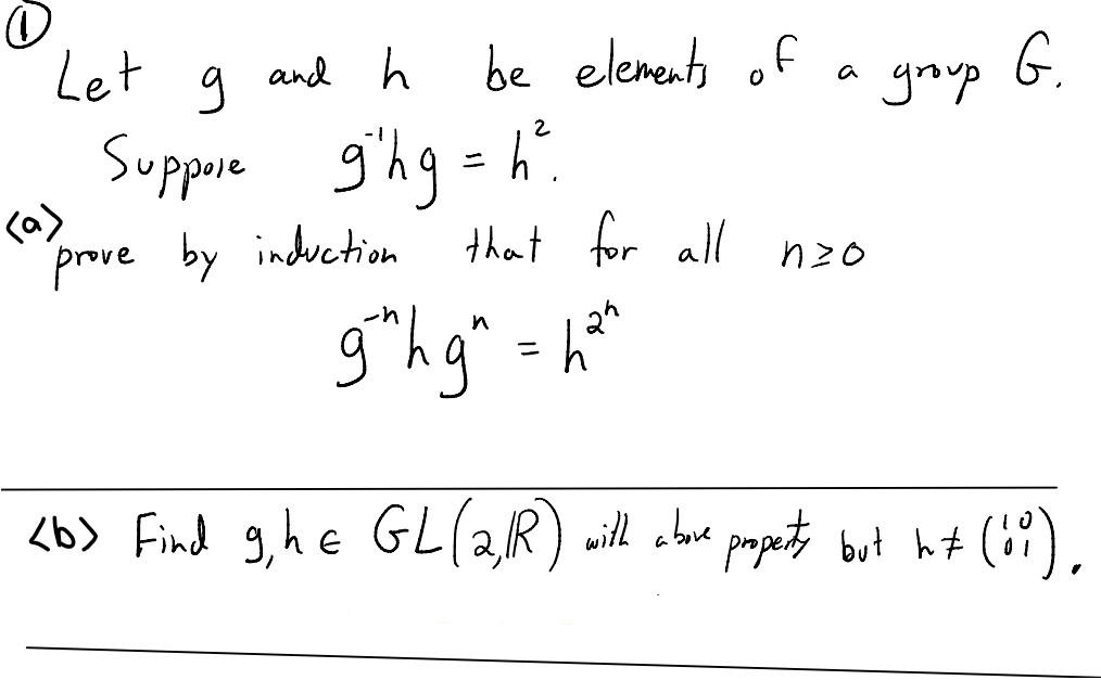 Solved G. a group Let 9 and h be elements of Suppose g'hg = | Chegg.com