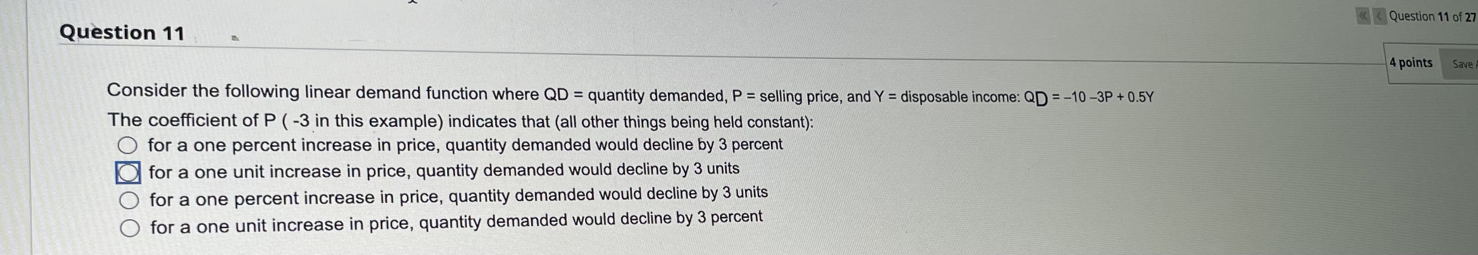 Solved Question 11 =Consider the following linear demand | Chegg.com