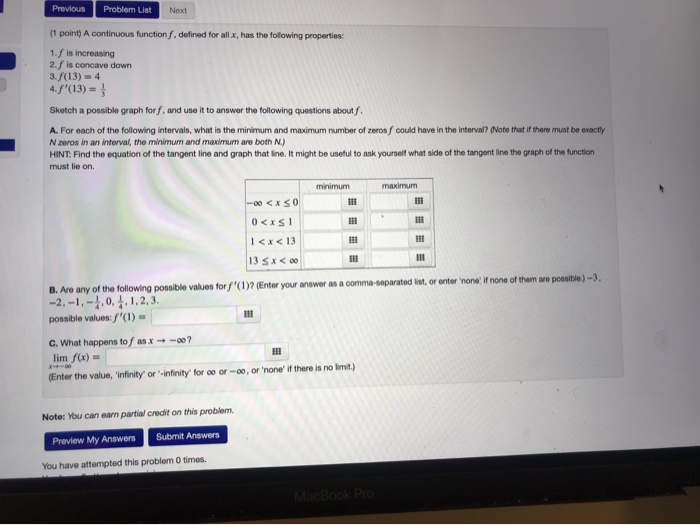Solved Previous Problem List Next (1 point) A continuous | Chegg.com