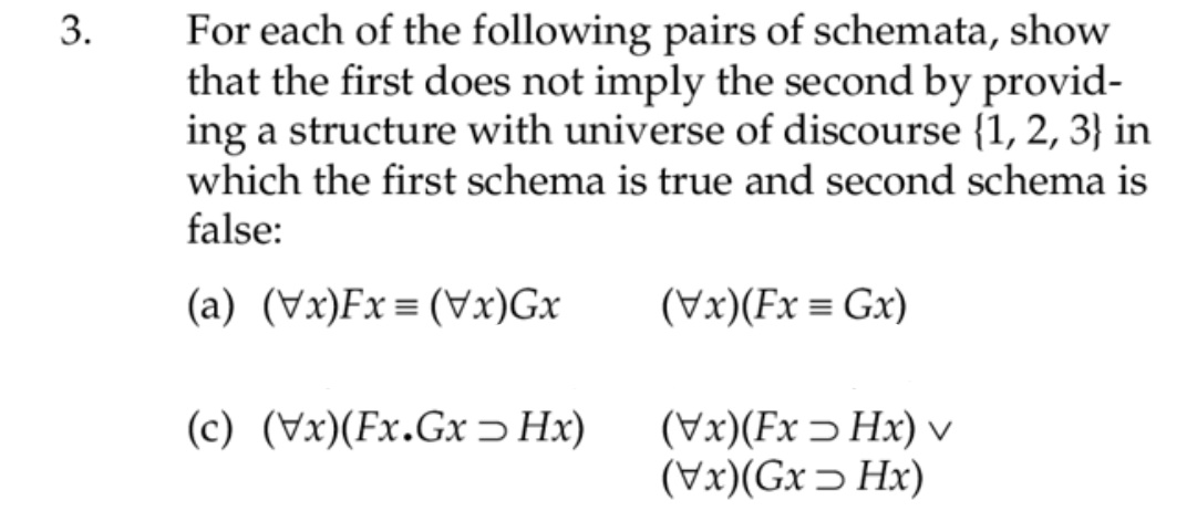3. For each of the following pairs of schemata, show | Chegg.com