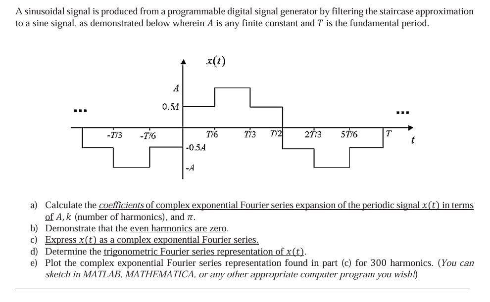 Solved A sinusoidal signal is produced from a programmable | Chegg.com