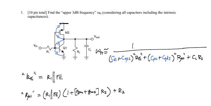 Solved 1. [10 pts total] Find the "upper 3dB frequency" on | Chegg.com