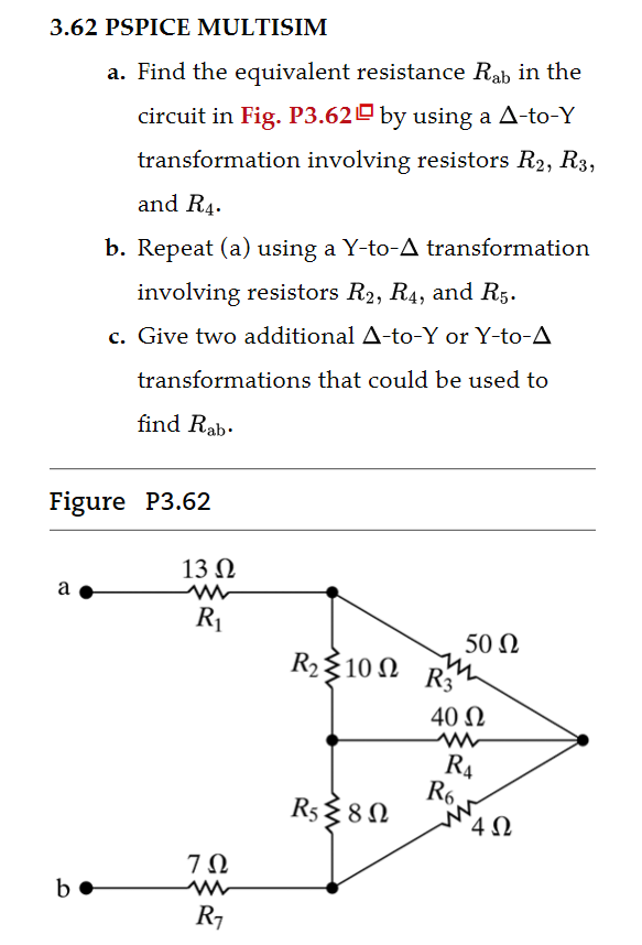 Solved 3.62 PSPICE MULTISIM a. Find the equivalent | Chegg.com