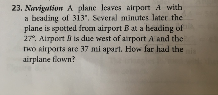 Solved 23. Navigation A plane leaves airport A with a | Chegg.com