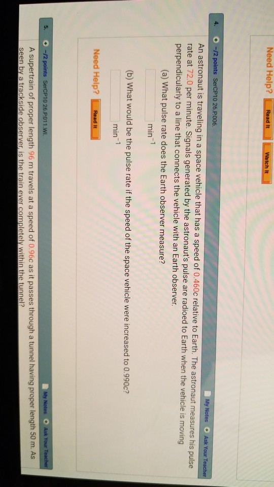Solved Need Help? Readit tch It 4. O -/2 points SerCP10 | Chegg.com Solved Need Help? Readit tch It 4. O -/2 points SerCP10 | Chegg.com