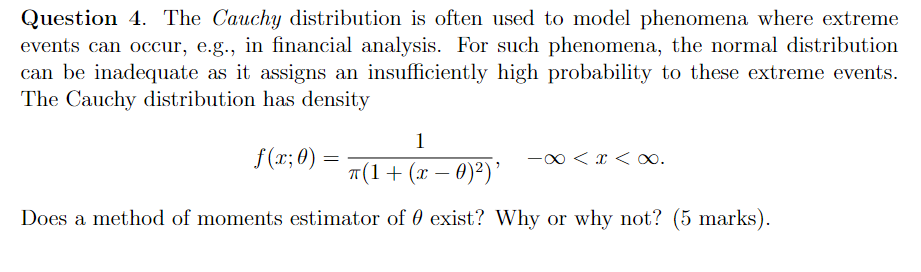 Solved Question 4. The Cauchy distribution is often used to | Chegg.com