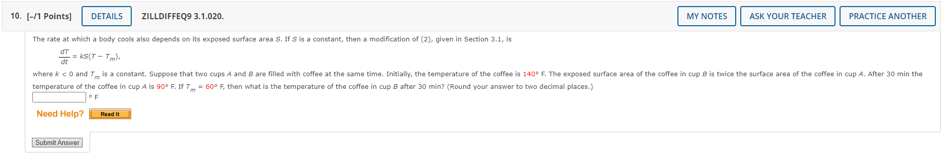 Solved 0. [-/1 Points] ZILLDIFFEQ9 3.1.020. The rate at | Chegg.com
