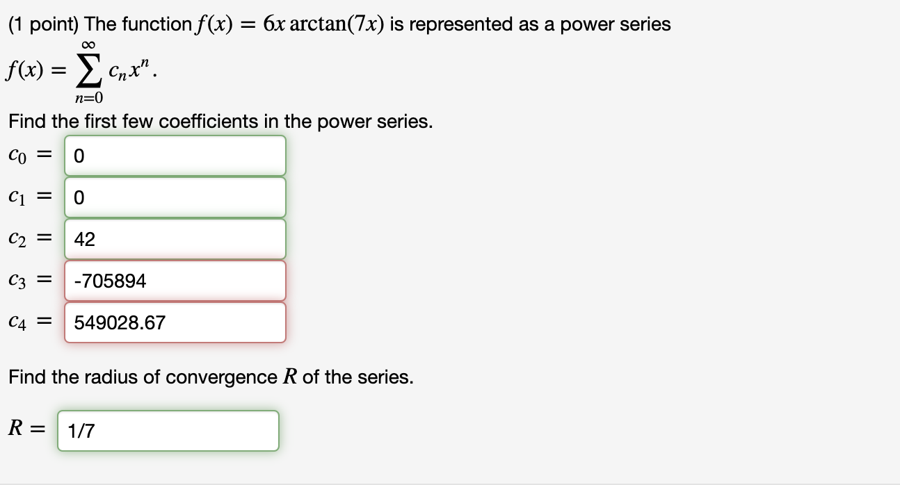Solved (1 point) The function f(x) = 6x arctan(7x) is | Chegg.com