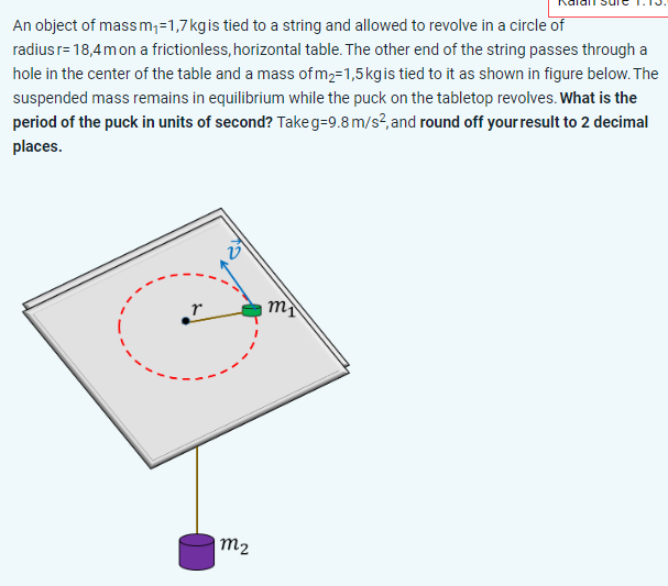 Solved An object of mass m1=1,7 kg is tied to a string and | Chegg.com