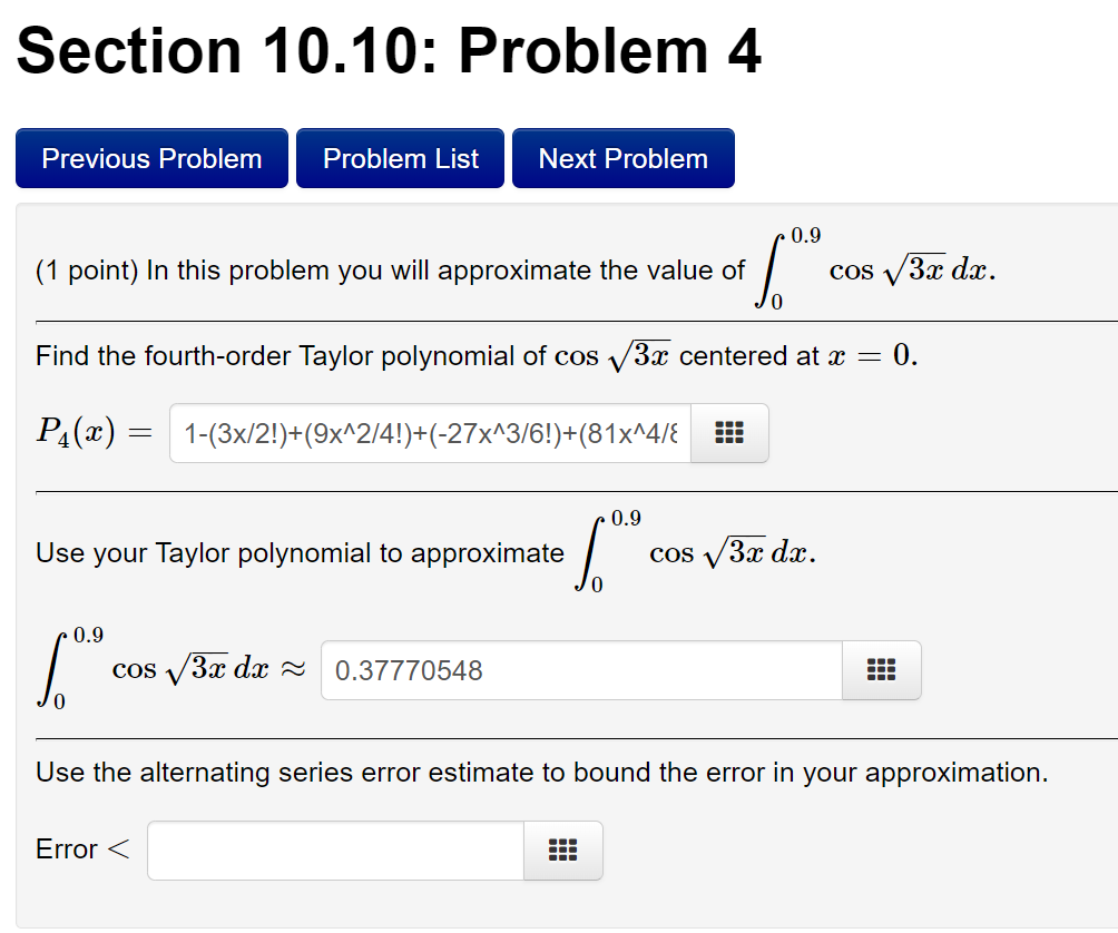 Solved Section 10.10: Problem 3 Previous Problem Problem | Chegg.com