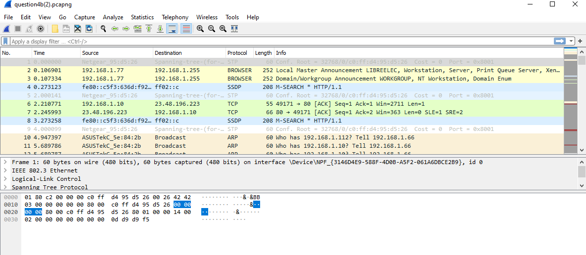 Solved For each of the attached Wireshark packet captures, | Chegg.com