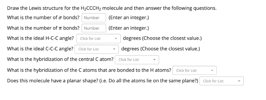 H2ccch2 Lewis Structure Solved] For The Molecule Allene, H2C = C = CH2