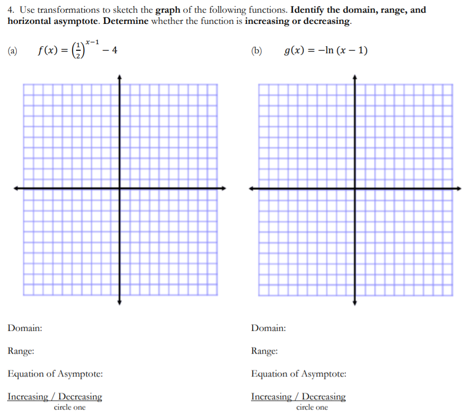 Solved 4. Use transformations to sketch the graph of the | Chegg.com