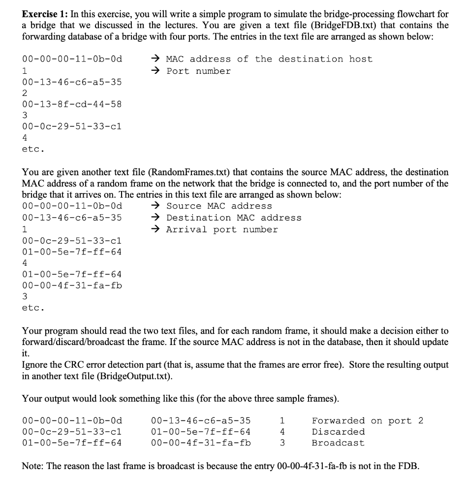 Exercise 1: In this exercise, you will write a simple | Chegg.com