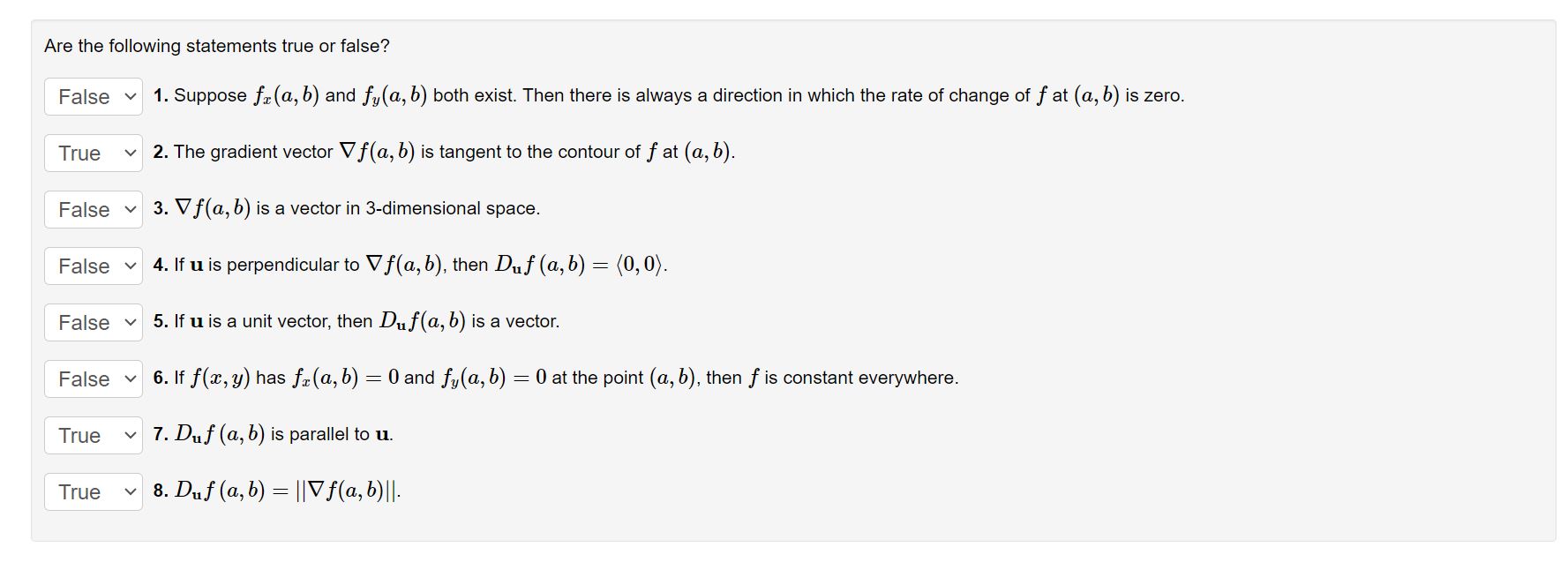 Solved Are the following statements true or false? 1. | Chegg.com
