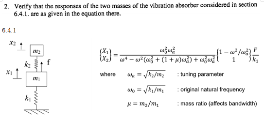 Solved 2. Verify that the responses of the two masses of the | Chegg.com