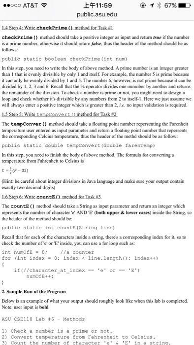 Solved F11:58 ooo AT&T 67% public asu.edu ASU CSE 110 Lab 6 | Chegg.com