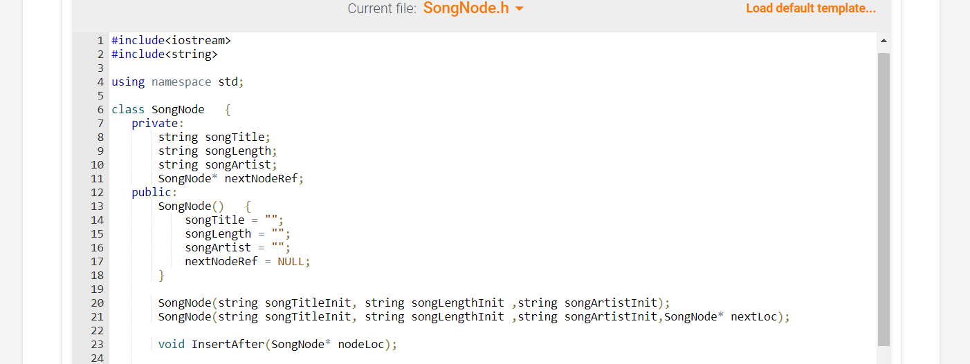 Solved Given main(), complete the SongNode class to include | Chegg.com