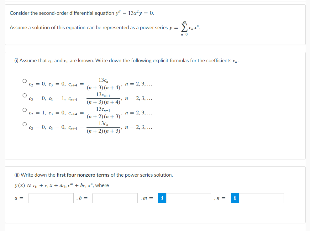 Solved Consider The Second Order Differential Equation
