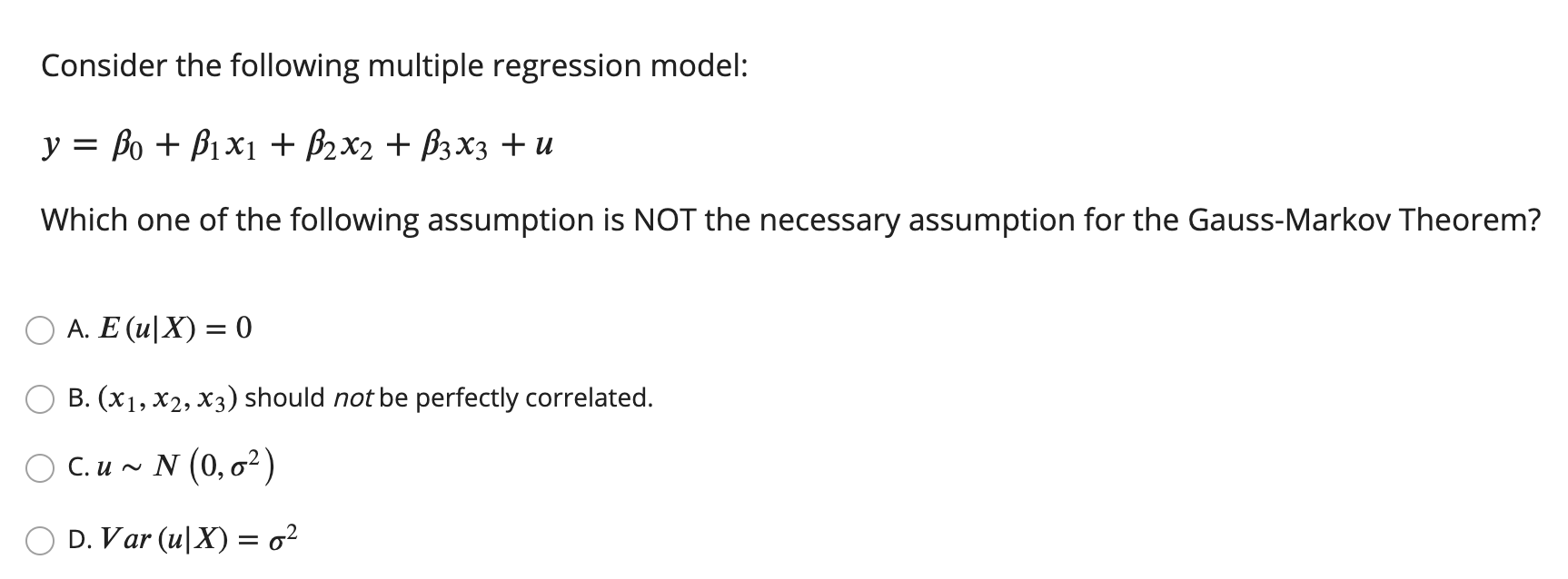 Solved Consider the following multiple regression model: y = | Chegg.com