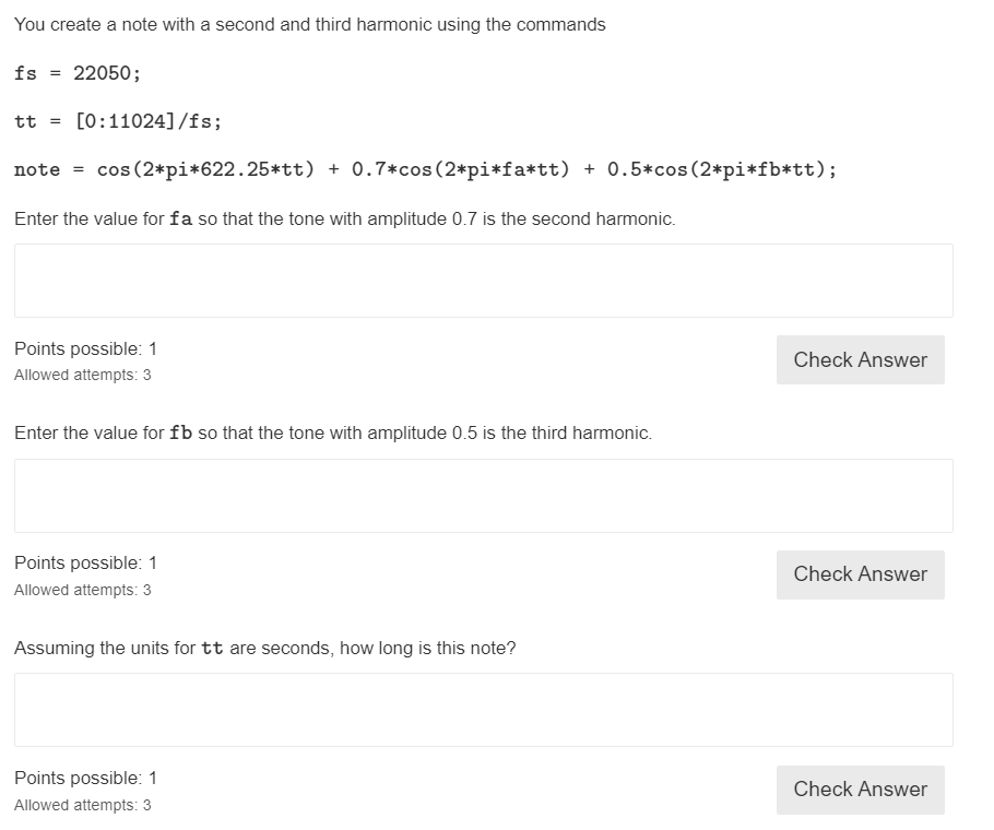 Solved You create a note with a second and third harmonic | Chegg.com