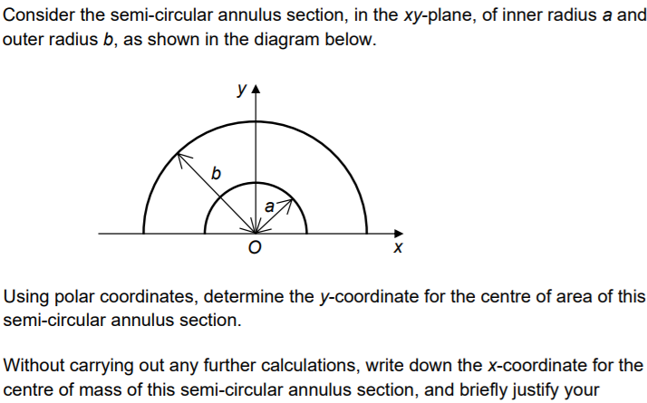Solved Consider the semi-circular annulus section, in the | Chegg.com