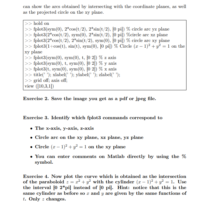 Solved Part 1 Parametrizing Curves: Viviani's curve is | Chegg.com