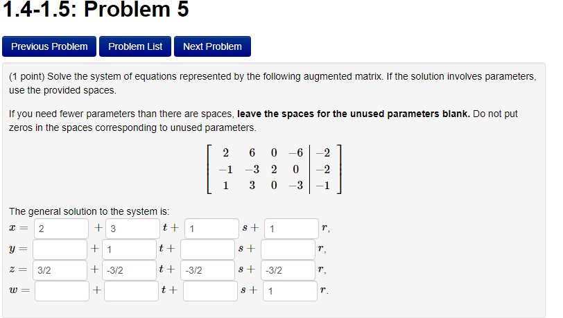 Solved (1 ﻿point) ﻿Reduce the following augmented matrix to | Chegg.com