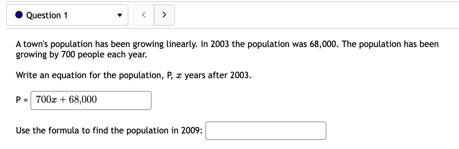 Solved Question 1 A town's population has been growing | Chegg.com