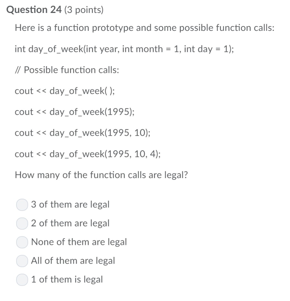 Solved Question 24 (3 points) Here is a function prototype | Chegg.com