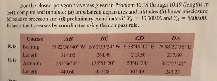 Solved Calculate the area inside the traverse of Problem | Chegg.com