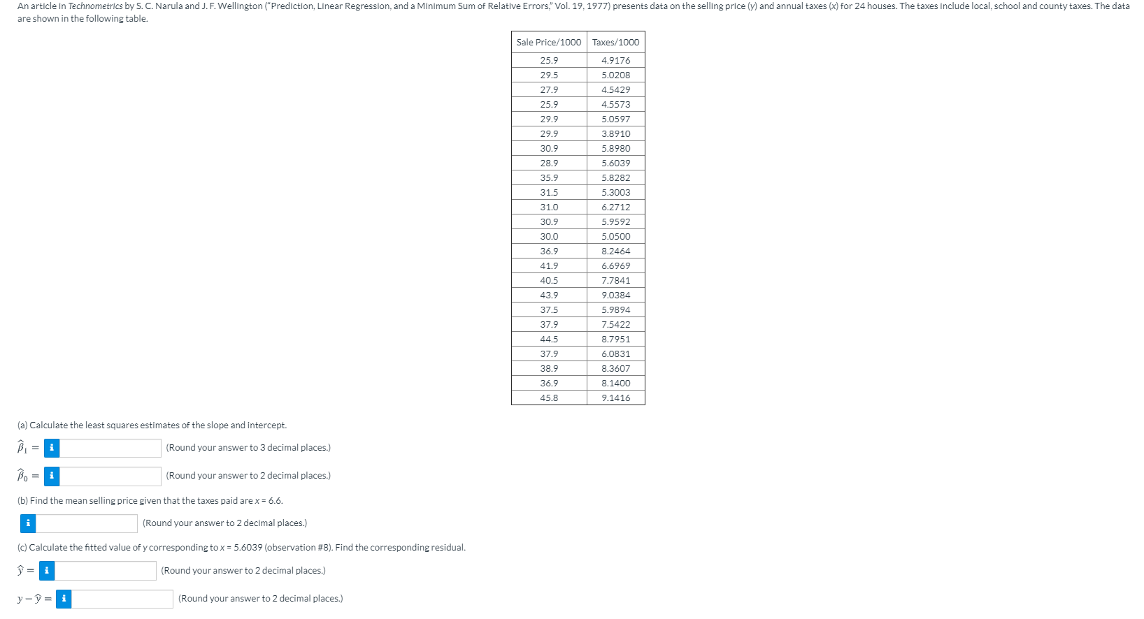 Solved An article in Technometrics by 5. C. Narula and J. F. | Chegg.com