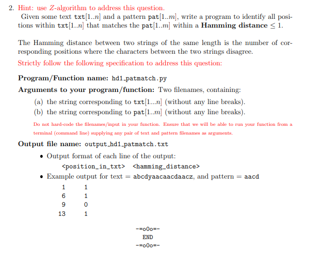 2. Hint: use Z-algorithm to address this question. | Chegg.com