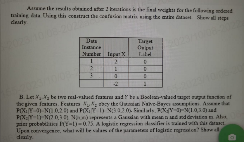 Solved A. Find the updated weights after the 2 iterations of | Chegg.com