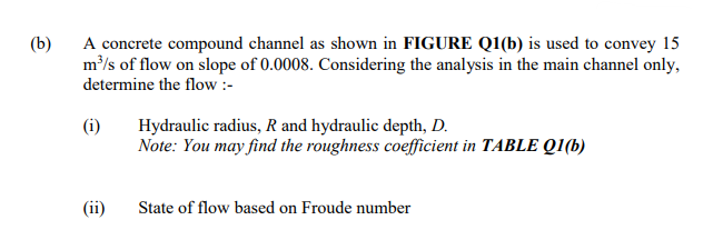 Solved (b) A concrete compound channel as shown in FIGURE | Chegg.com