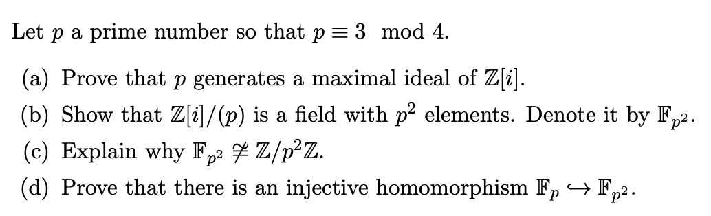 Solved Let p a prime number so that p =3 mod 4. (a) Prove | Chegg.com
