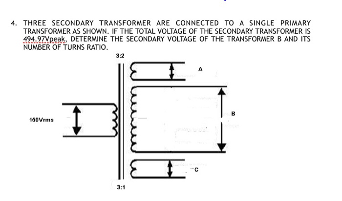 Solved 4. THREE SECONDARY TRANSFORMER ARE CONNECTED TO A | Chegg.com