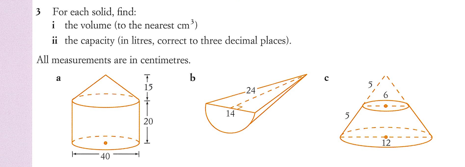 Solved 3 For each solid, find: i the volume (to the nearest | Chegg.com