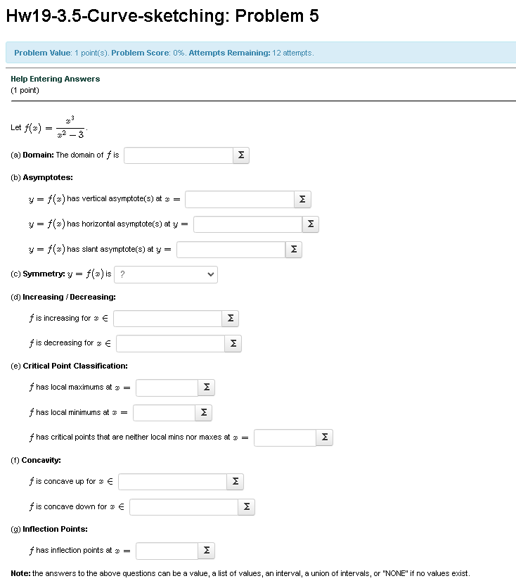 Solved Hw19-3.5-Curve-sketching: Problem 5 Problem Value: 1 | Chegg.com Solved Hw19-3.5-Curve-sketching: Problem 5 Problem Value: 1 | Chegg.com