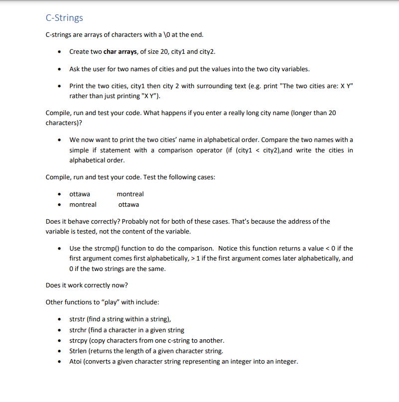 Solved Main function - Create a main function. Compile, run | Chegg.com