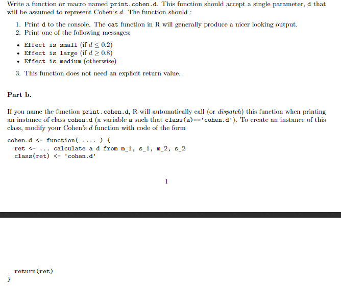 R Programming Here is my cohen.d function: cohen.d | Chegg.com