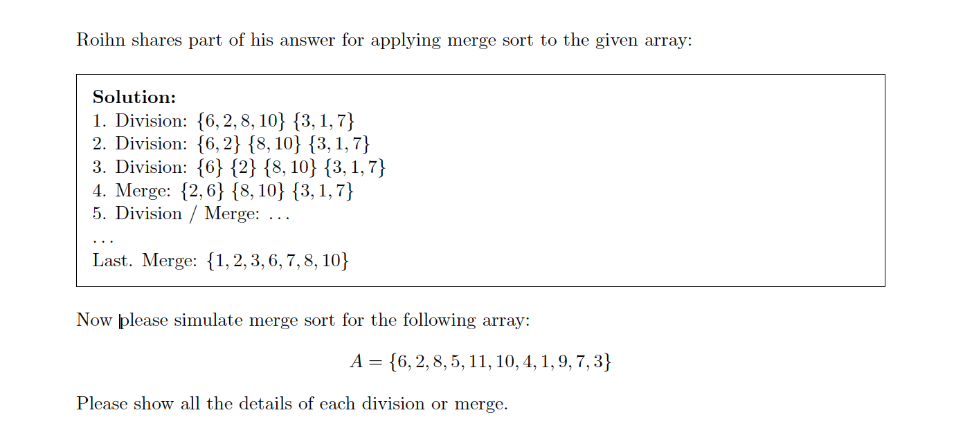Solved Roihn shares part of his answer for applying merge | Chegg.com