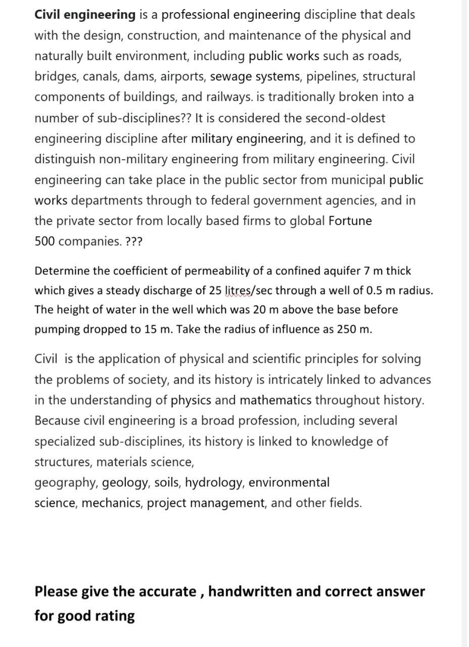 Solved Civil engineering is a professional engineering | Chegg.com