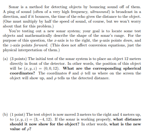 Solved Sonar is a method for detecting objects by bouncing | Chegg.com