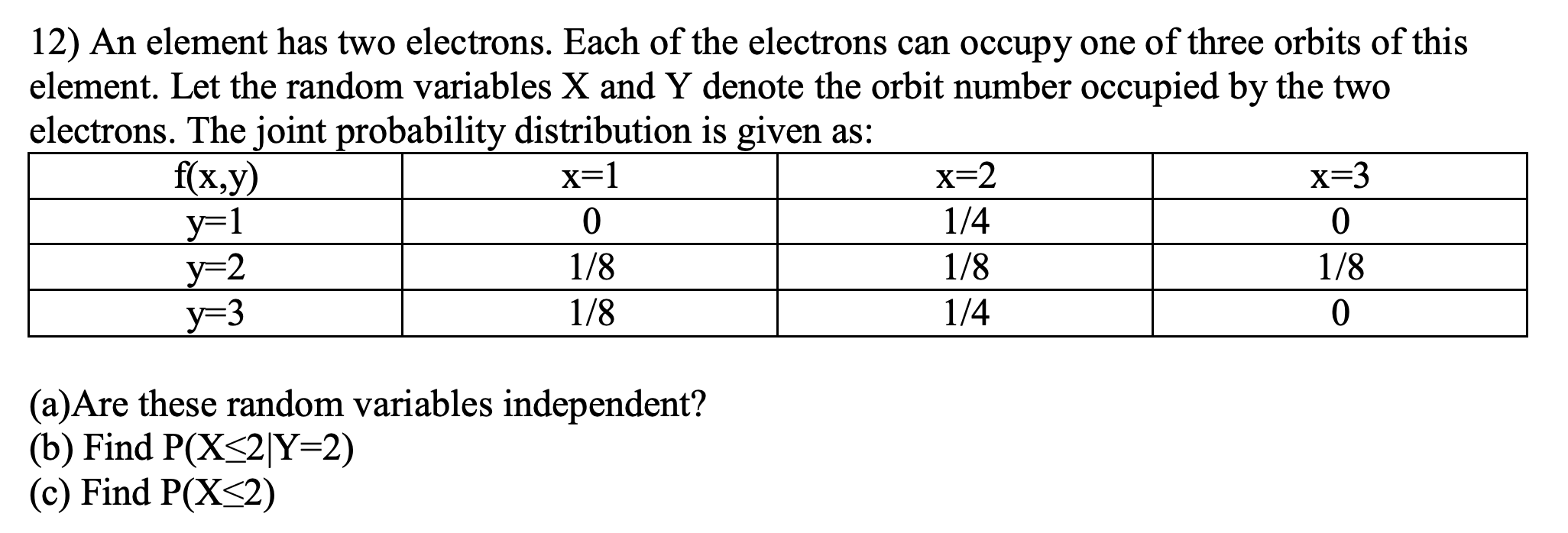 Solved 12) An element has two electrons. Each of the | Chegg.com