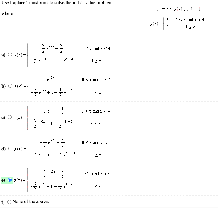 Solved Use Laplace Transforms to solve the initial value | Chegg.com