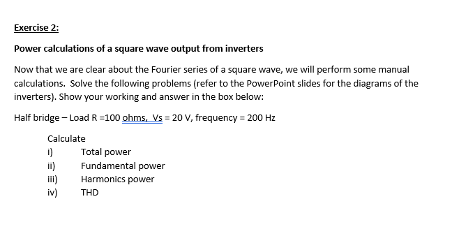 Solved Power calculations of a square wave output from | Chegg.com