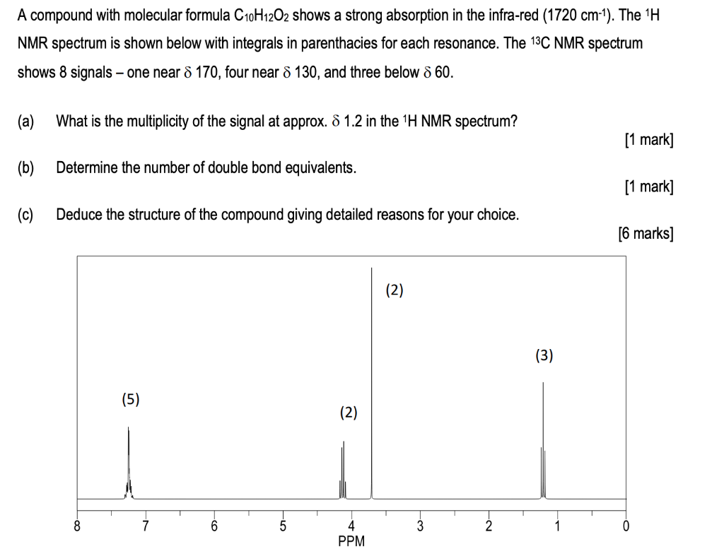 A compound with molecular formula C10H12O2 shows a | Chegg.com