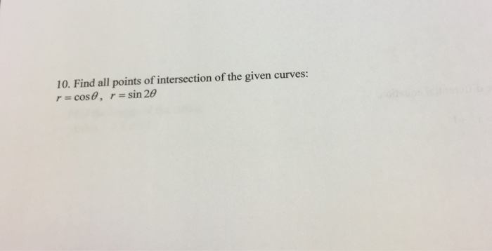 Solved Find all points of intersection of the given curves: | Chegg.com