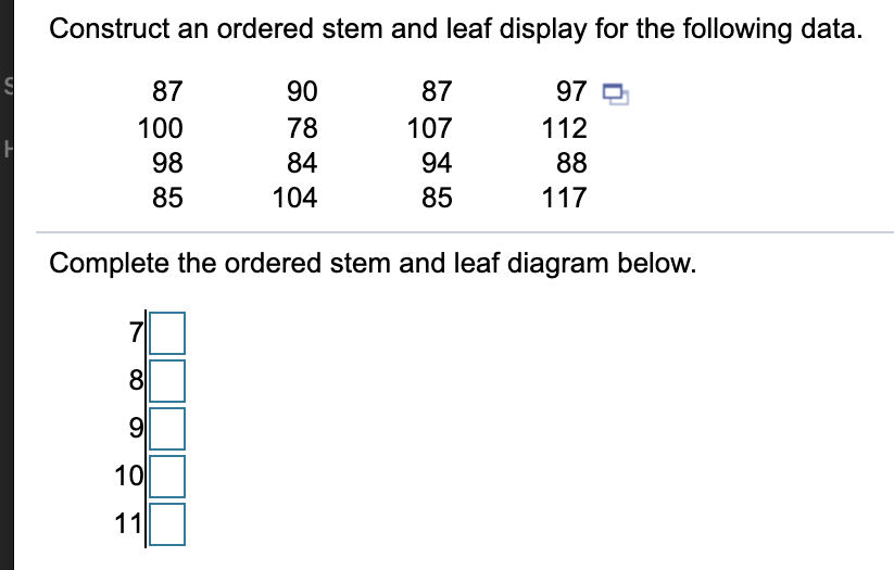Solved Construct An Ordered Stem And Leaf Display For The 9252